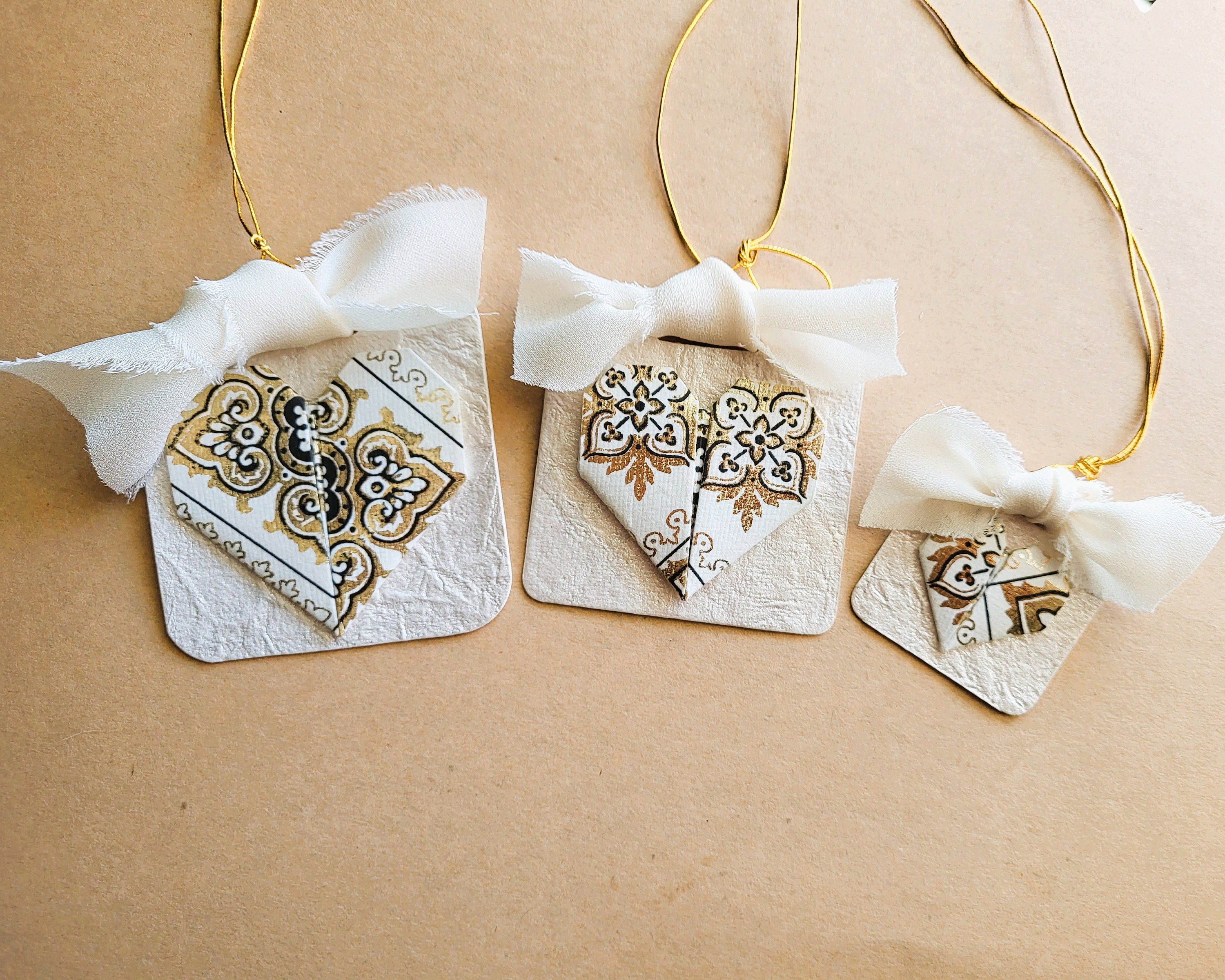 Hand Crafted ORIGAMI HEART Gift Tags With Chiffon Ribbon - Etsy