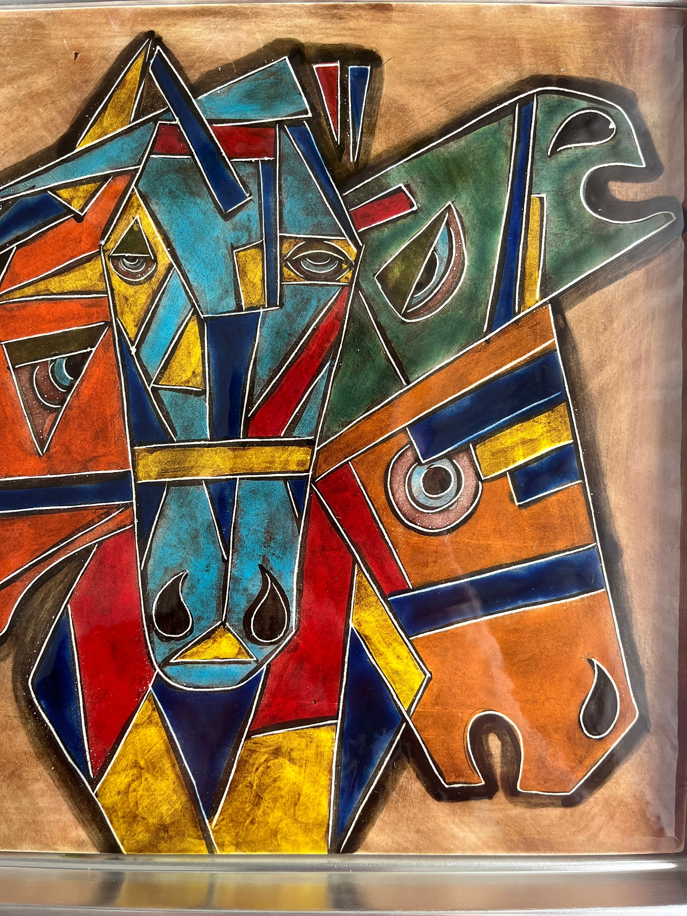 Picasso Cubism and Horses Detail Special Handmade Tile, Gray/metal ...
