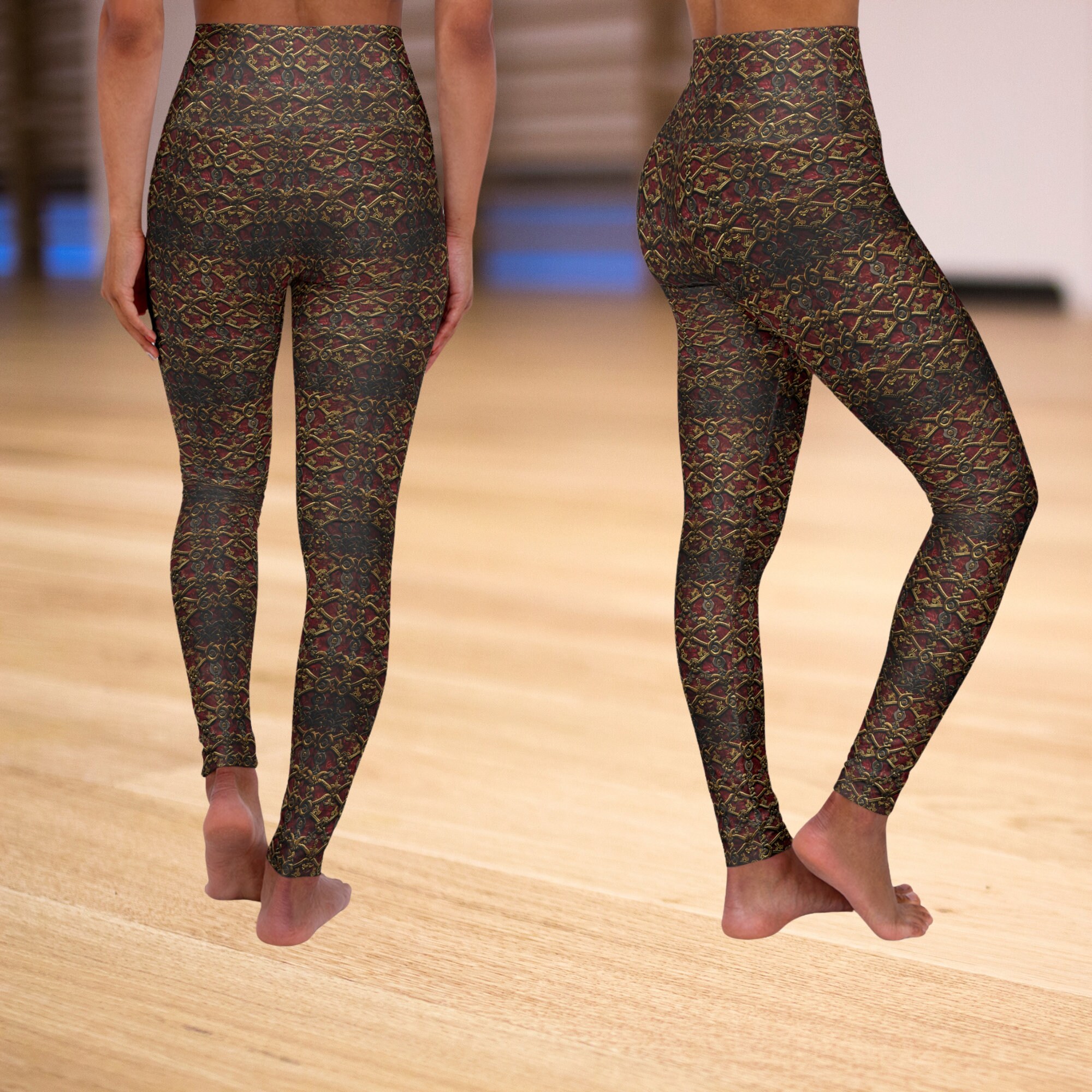 Medieval Pattern Yoga Leggings High Waisted Yoga Leggings Chausses ...