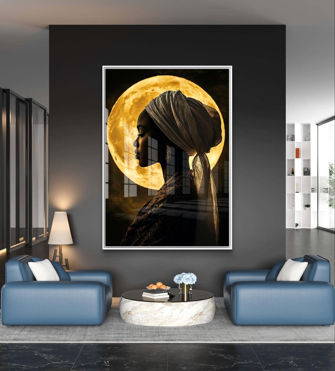 Moonlit Woman Silhouette Art | Spiritual Profile Portrait | Digital ...