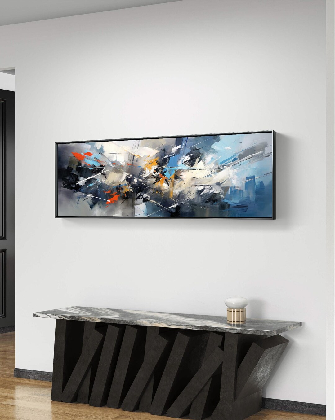Blue Dynamic Abstract Motion - Modern Wall Decor - Etsy