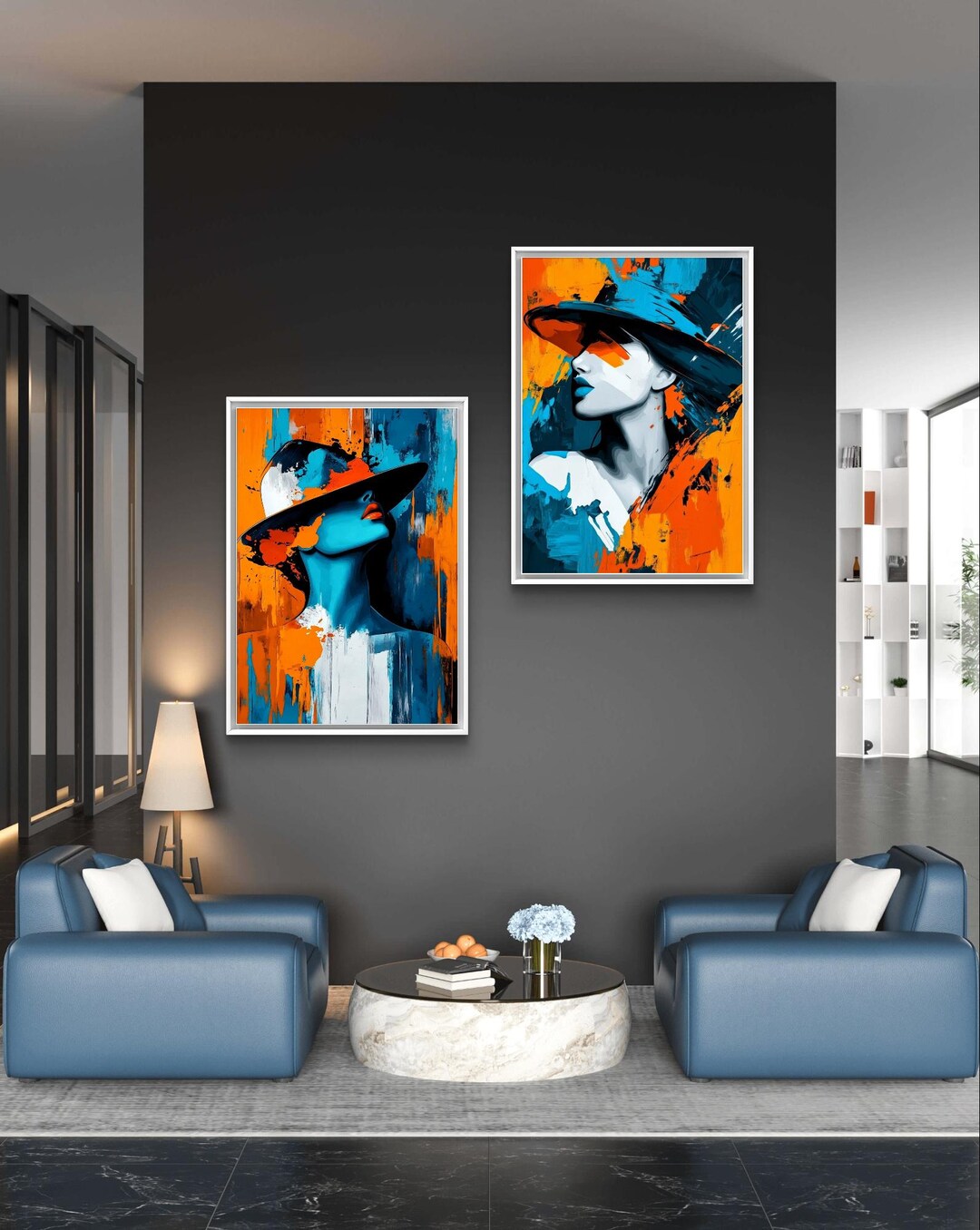Modern Abstract Portrait Wall Art Set – Bold and Vibrant Colors - Etsy
