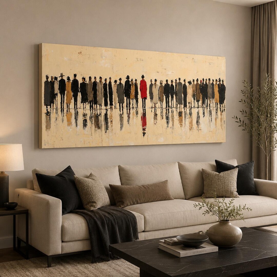 Red Figure Crowd Abstract Wall Art - Digital Download Statement Print ...