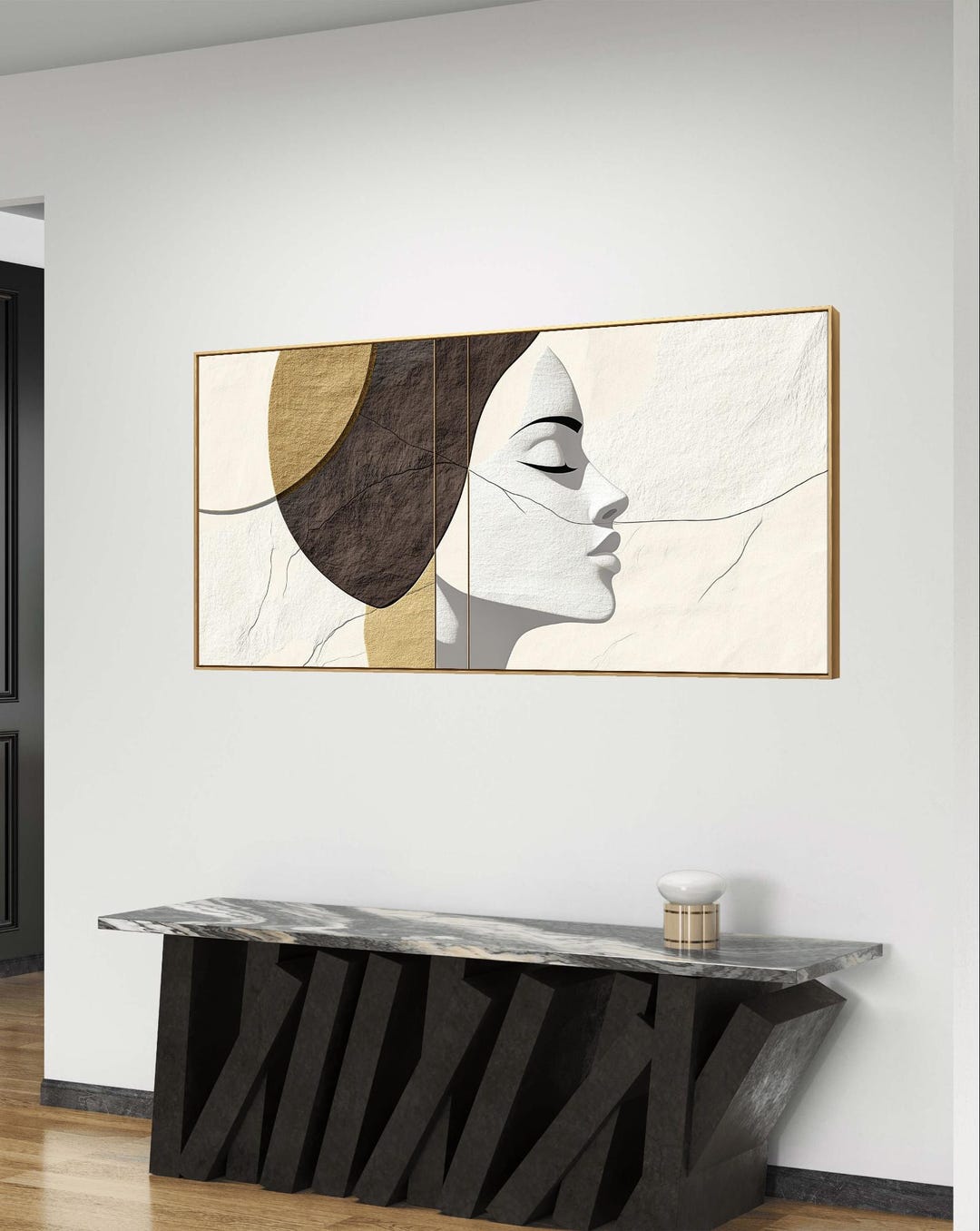 Minimalist Woman Profile Line Art Print: Earthy Beige Tones (digital ...