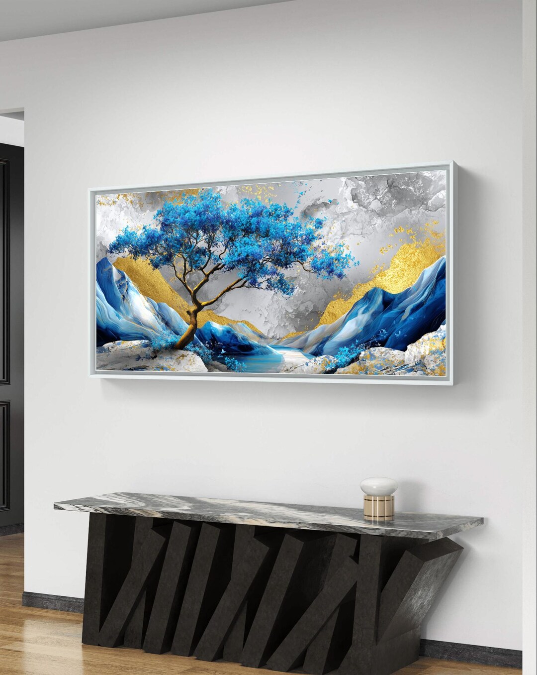 Blue Tree Landscape Wall Art Digital Download for Home Decor - Etsy