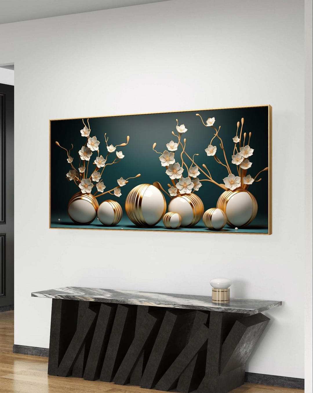 Golden Bloom Symphony 3D Effect Wall Art - Etsy
