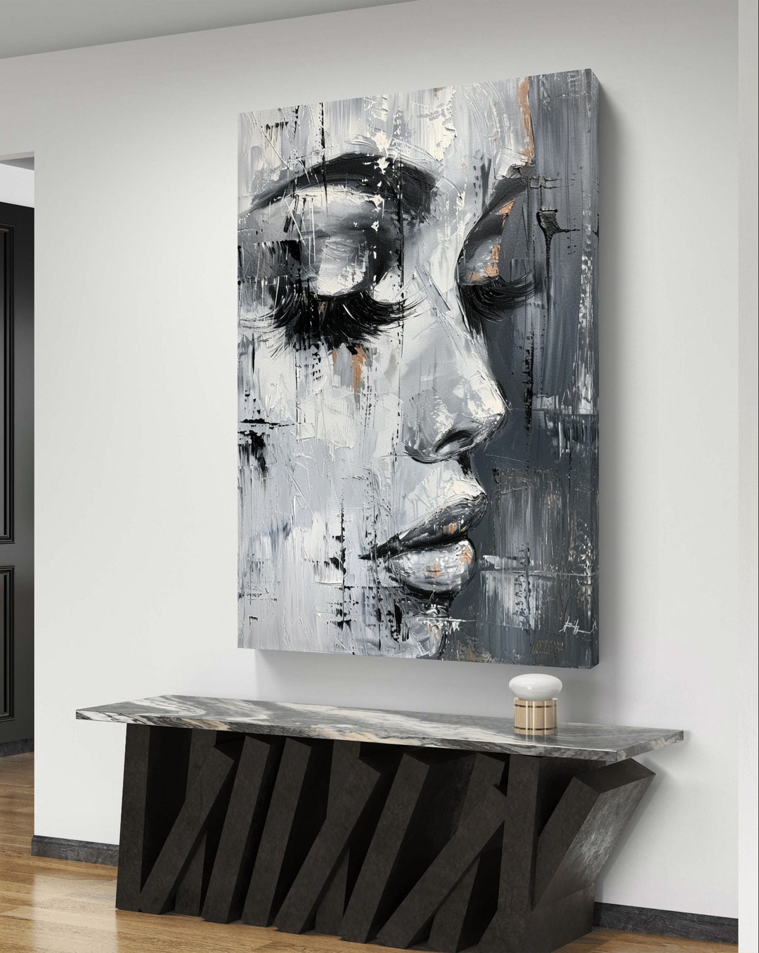 Monochrome Textured Portrait Printable - Black and White Art - Ethereal ...