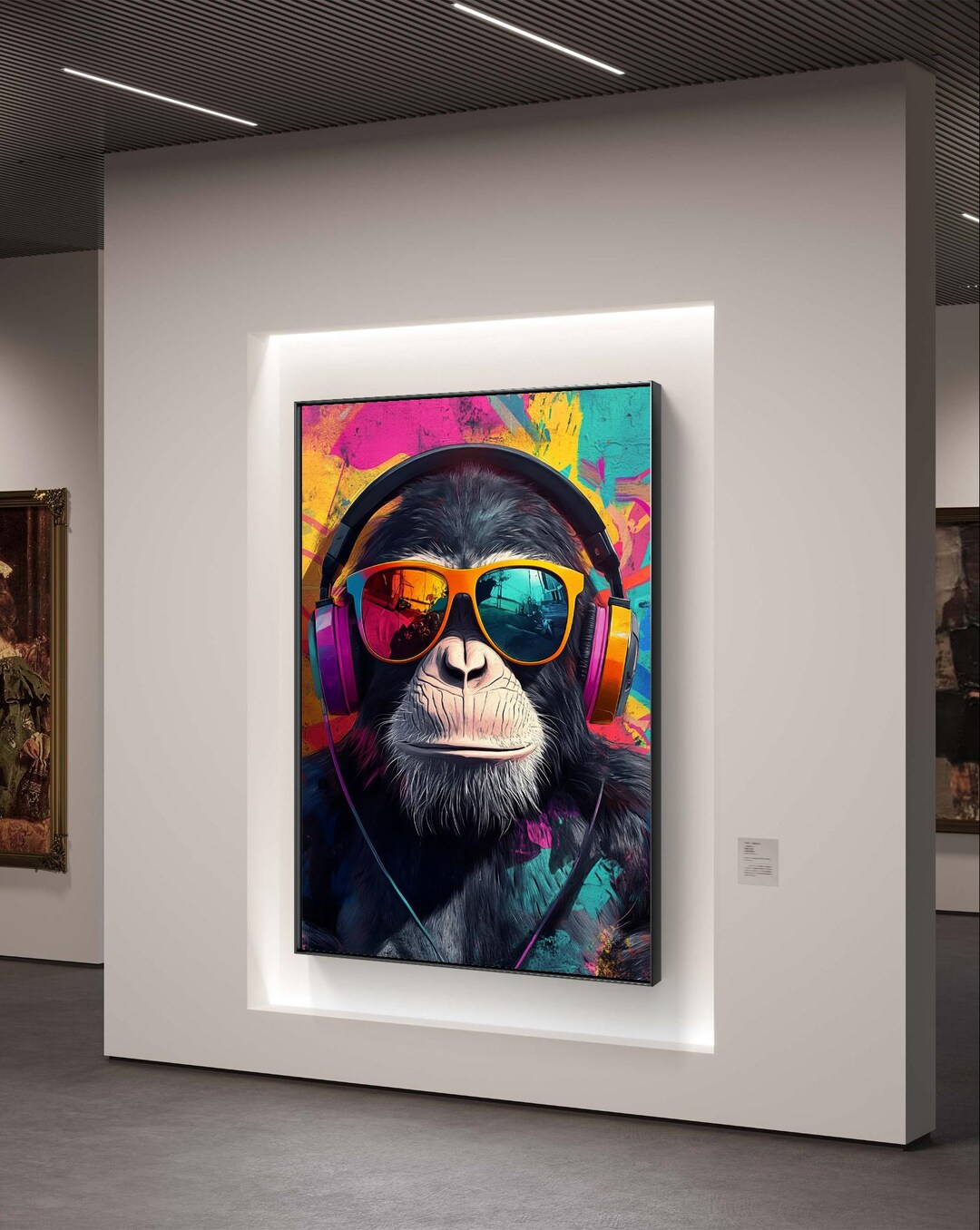 Funky Gorilla Art Print: Graffiti Style, Sunglasses & Headphones ...