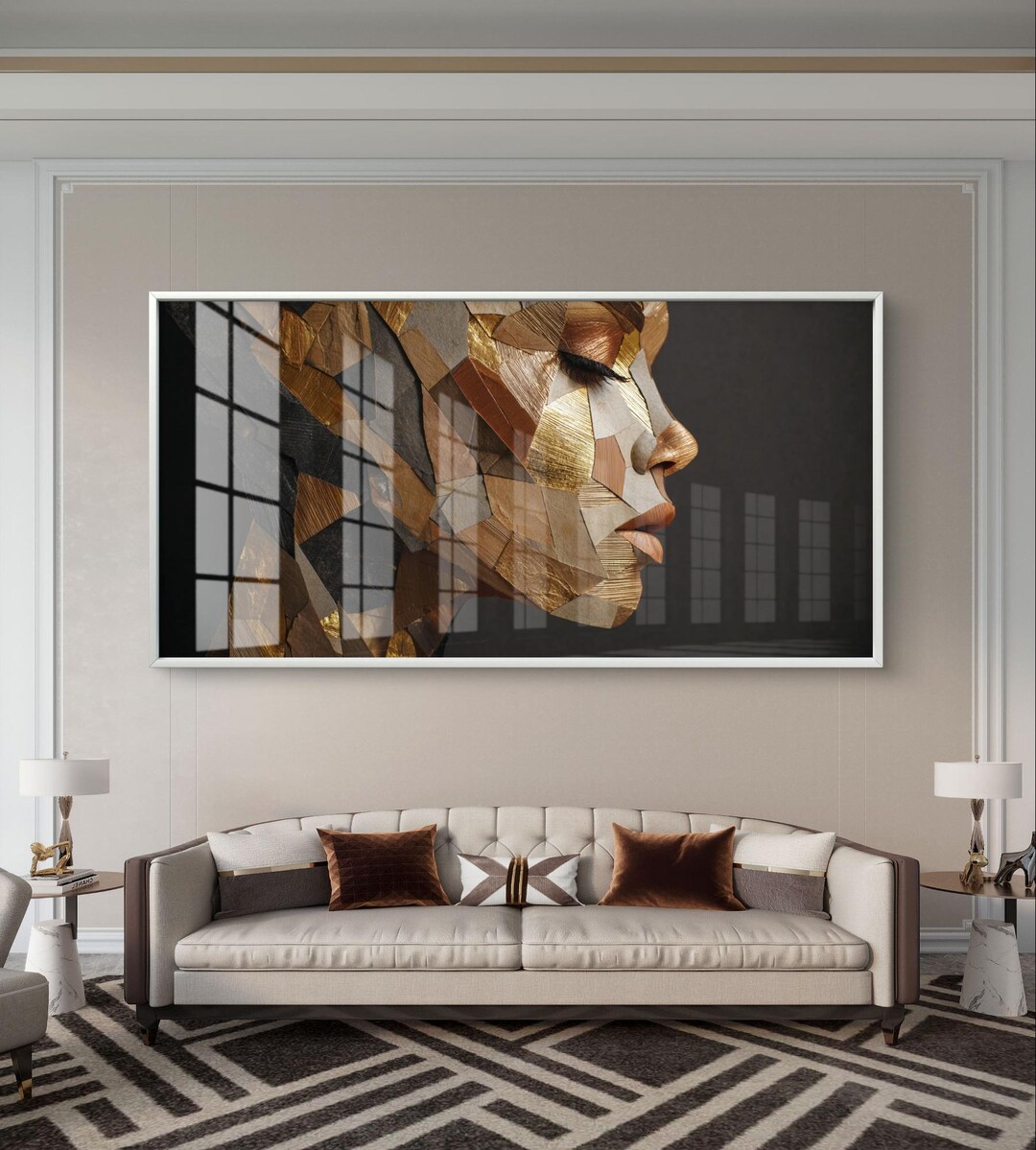 Gold Collage Portrait in Profile - Modern Glam Wall Art - Etsy