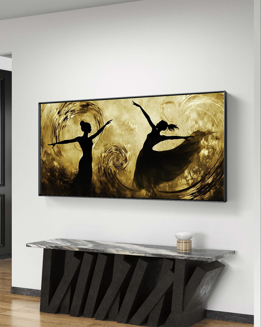 Golden Ballet Silhouette Art - Digital Wall Print - Etsy
