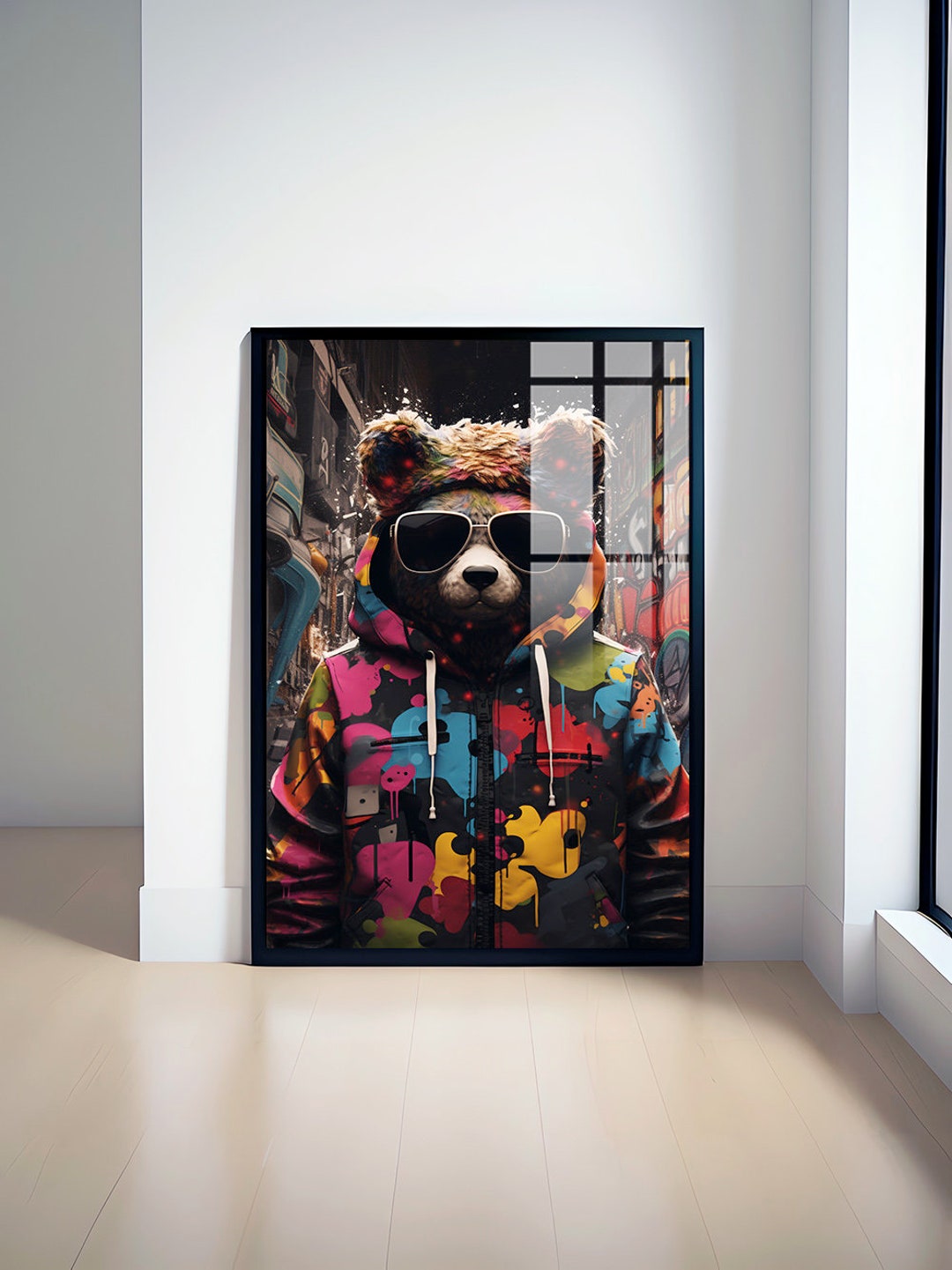 Teddy Bear Graffiti Art Print: Colorful Street Pop Art (digital ...