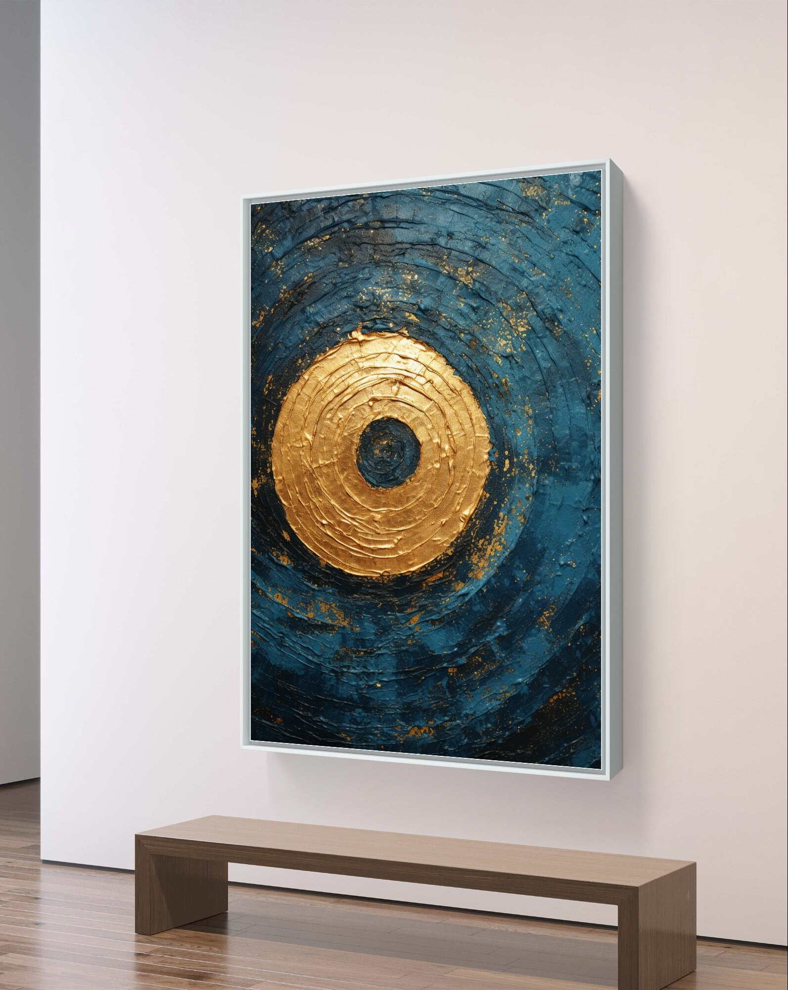 Abstract Gold Foil Art Large Abstract Gray Gold Oil Painting Print Wall ...