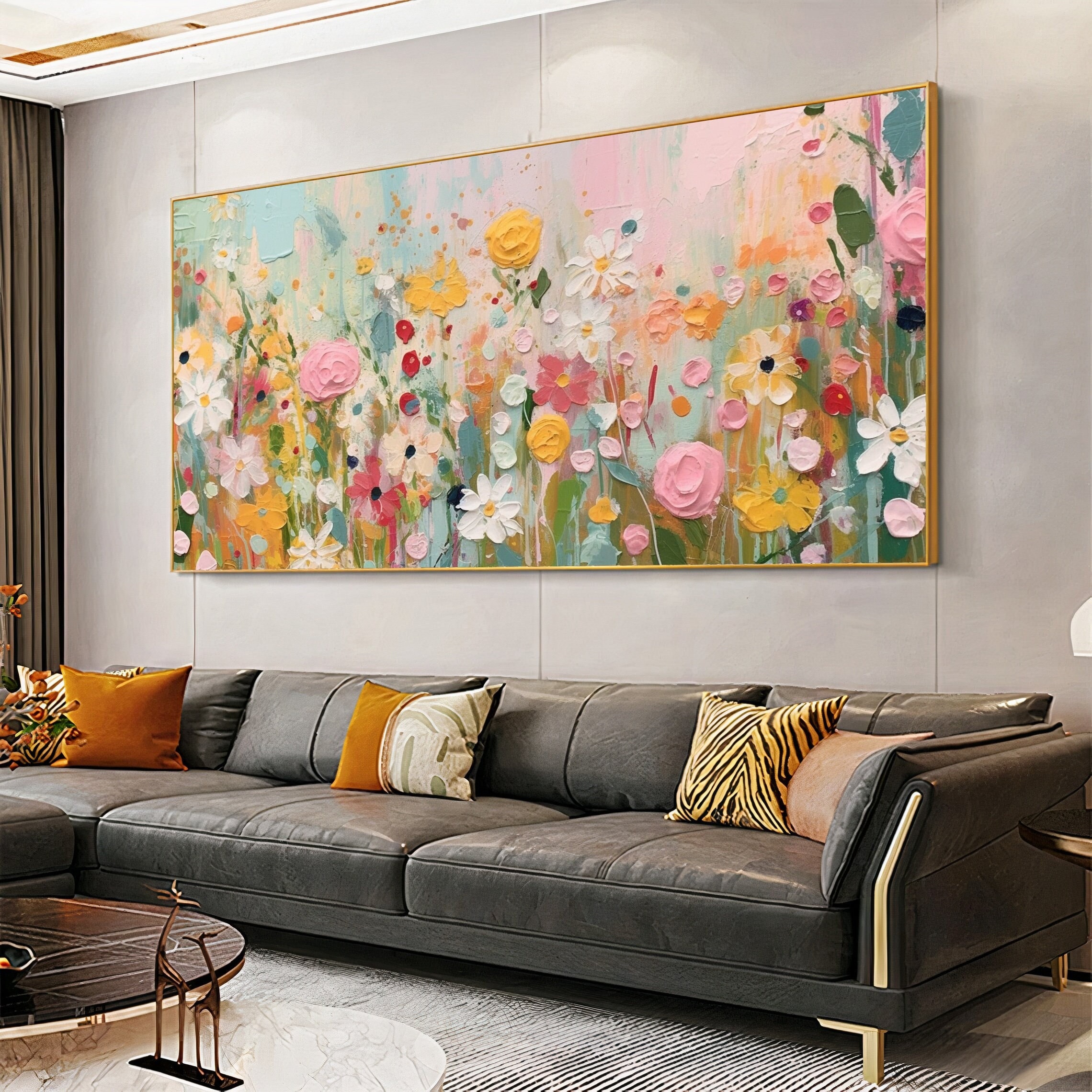 Abstract Printable Flower Wall Art, Botanical Floral Oil Painting Art ...