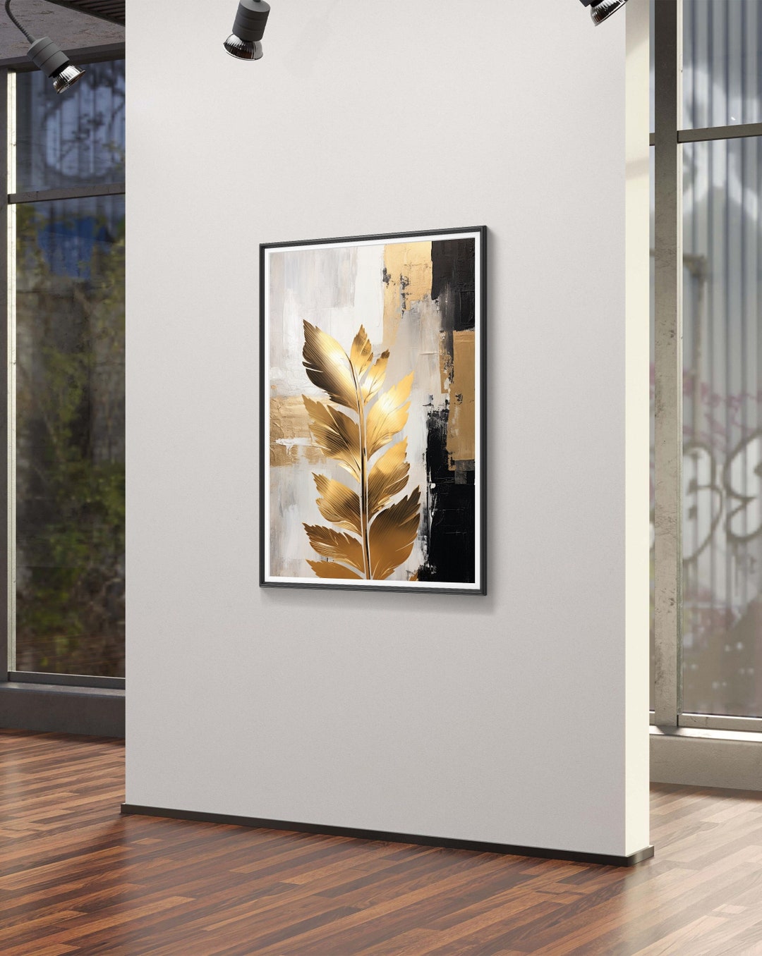 Gold Leaf Art Print: Luxury White Bedroom Wall Decor (digital Download ...