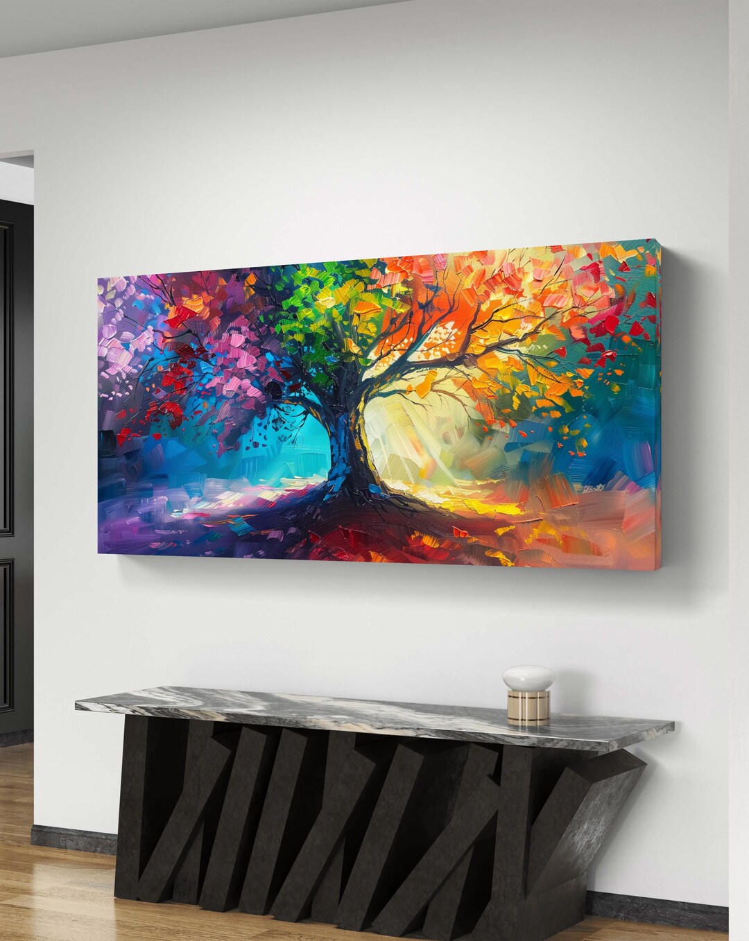 Radiant Seasons - Abstract Rainbow Tree Art Print - Etsy