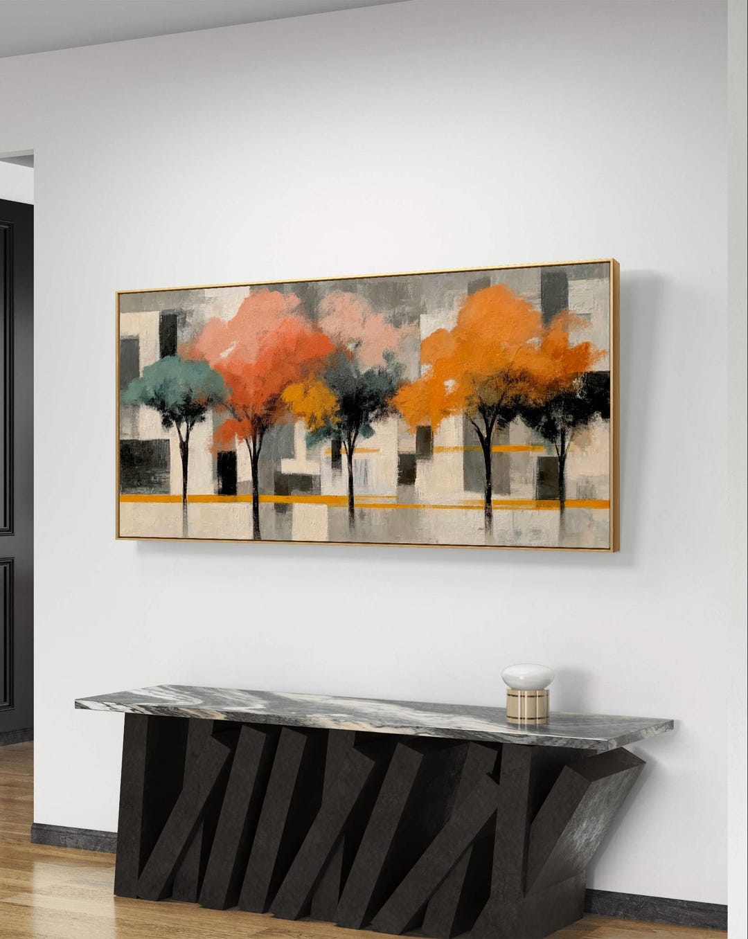 Modern Tree Landscape Wall Art - Digital Download for Living Room Decor ...