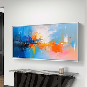 Vivid Impressions Abstract Canvas - Colorful Acrylic Paint Strokes for ...