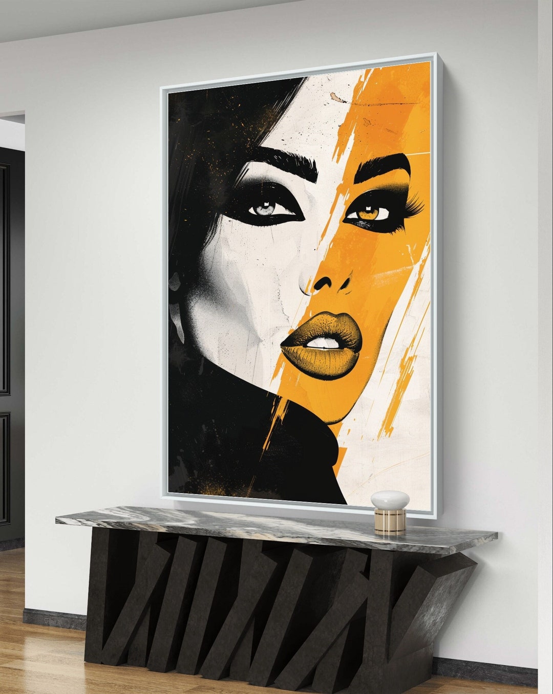 Monochrome Muse With a Splash of Gold - Modern Pop Art Portrait /wall ...