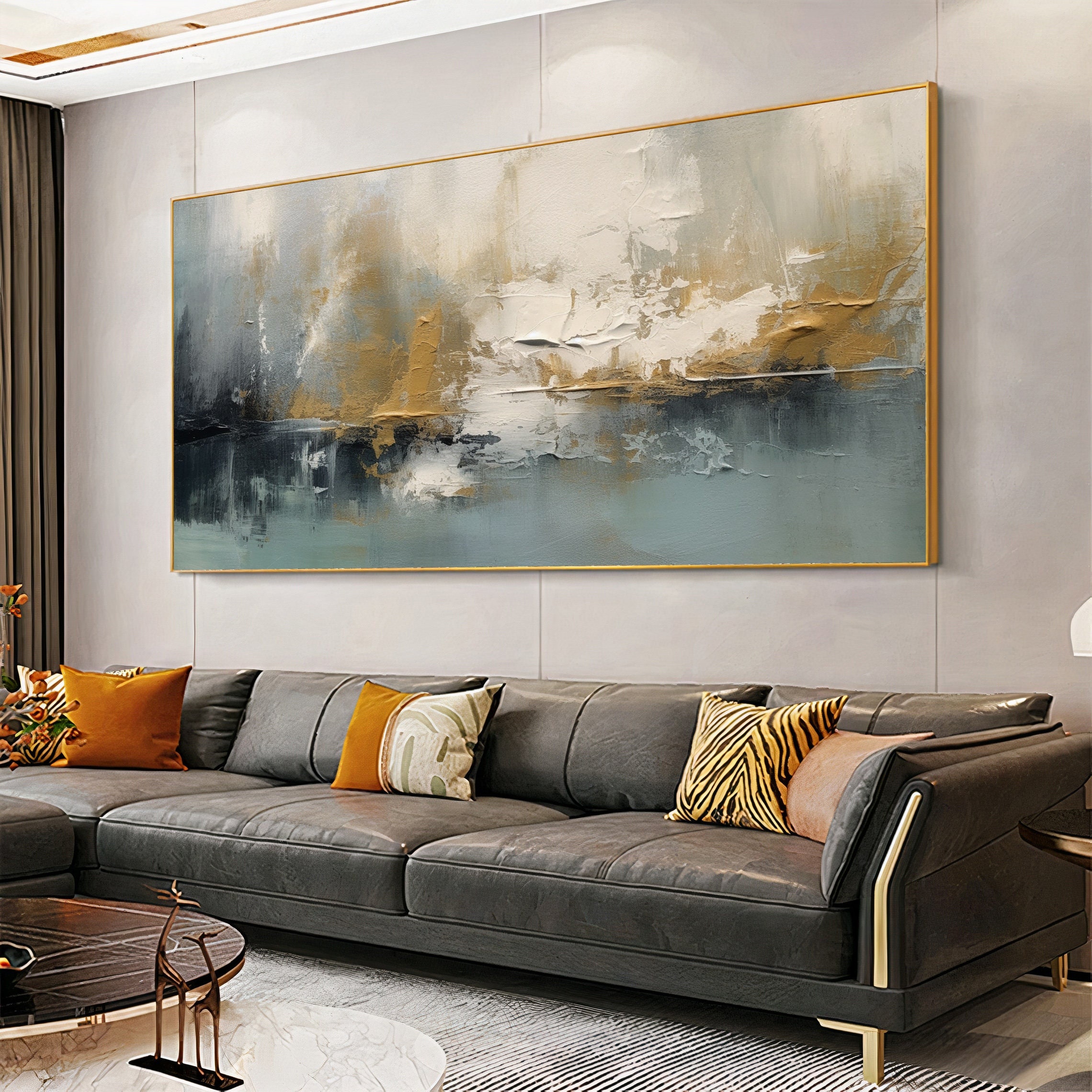 Large Abstract Painting, Large Modern Wall Art, Abstract Collage ...