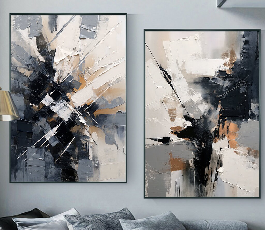 Abstract Art Print Set Modern Neutral Wall Art Set of 2 Nordic Prints ...