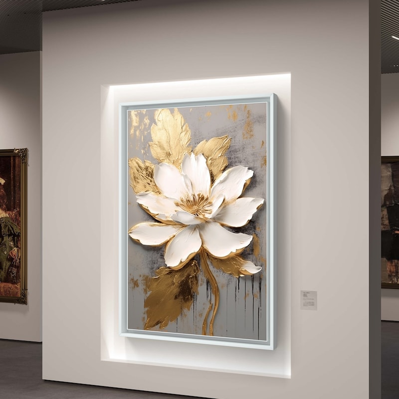 Gold Leaf Flower Painting - Etsy