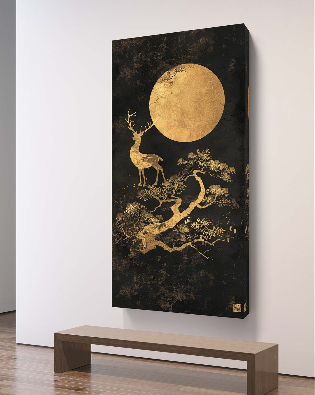 Golden Moonlight Serenity Digital Art Print of Deer in Enchanted Forest ...