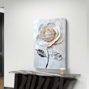 Textured White Rose Wall Art - Digital Download for Elegant Decor - Etsy