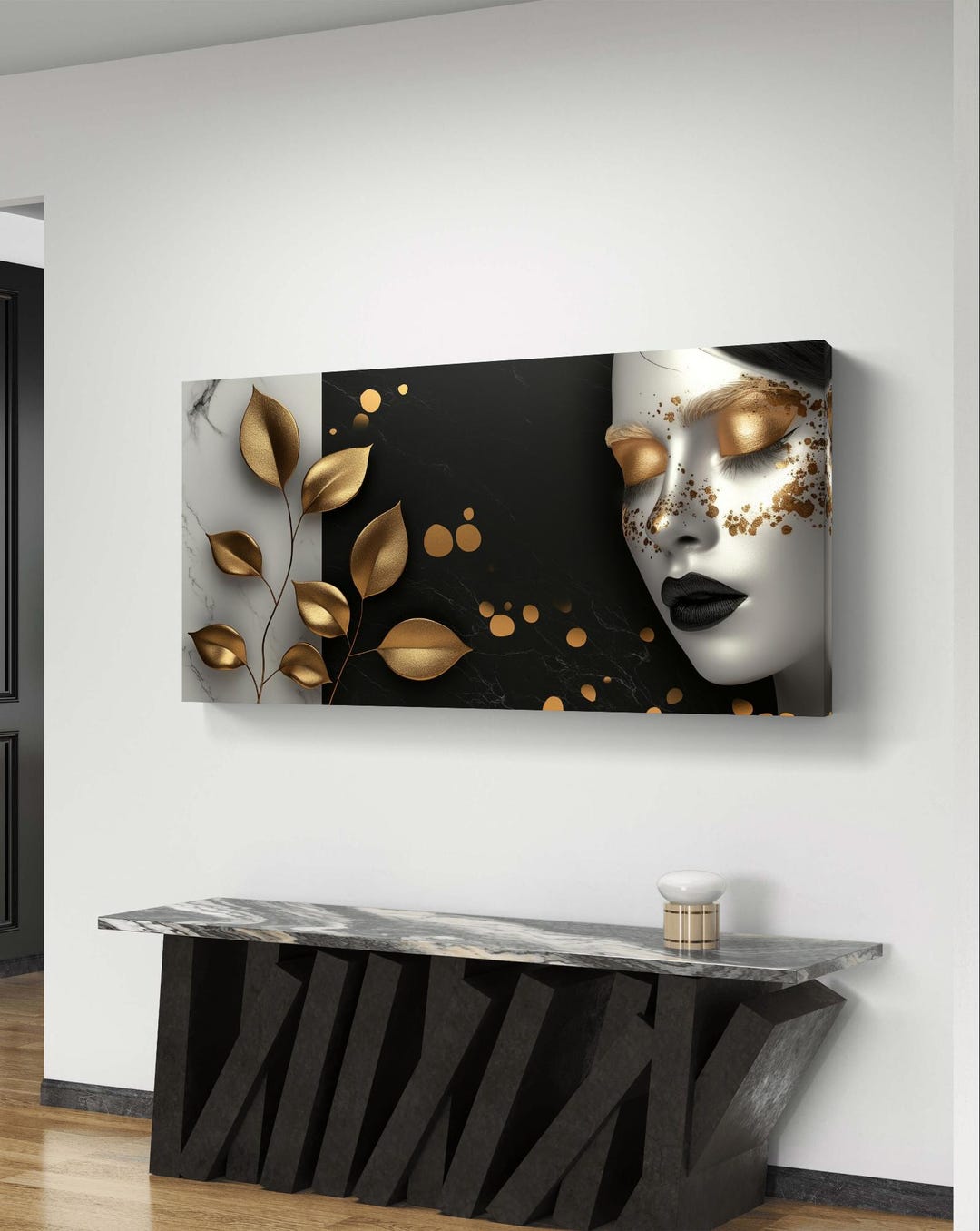Golden Gaze Reverie, 3D Effect Wall Art-digital Download - Etsy