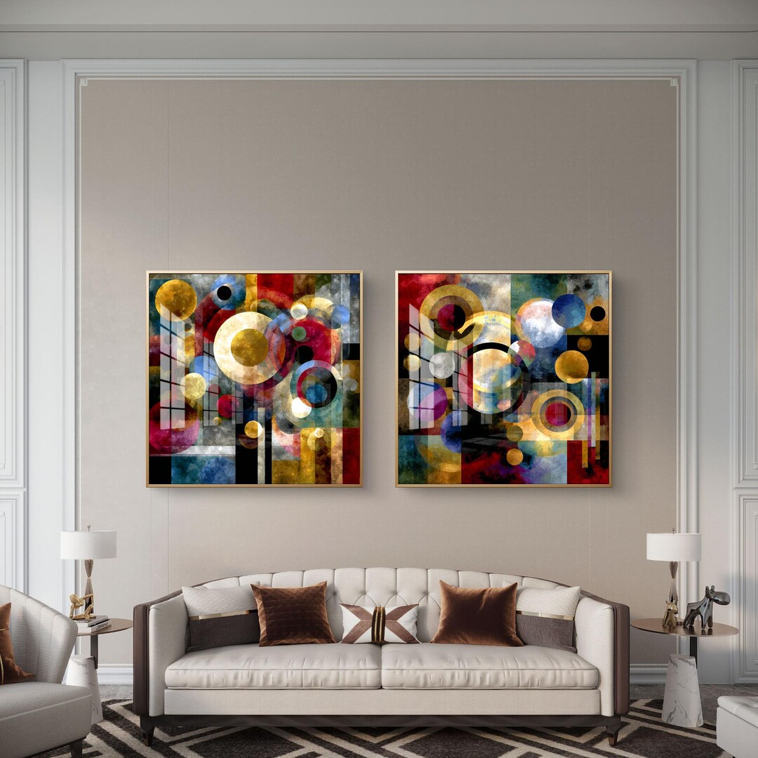 Colorful Abstract Circles Wall Art Set of 2 - Digital Download Prints ...