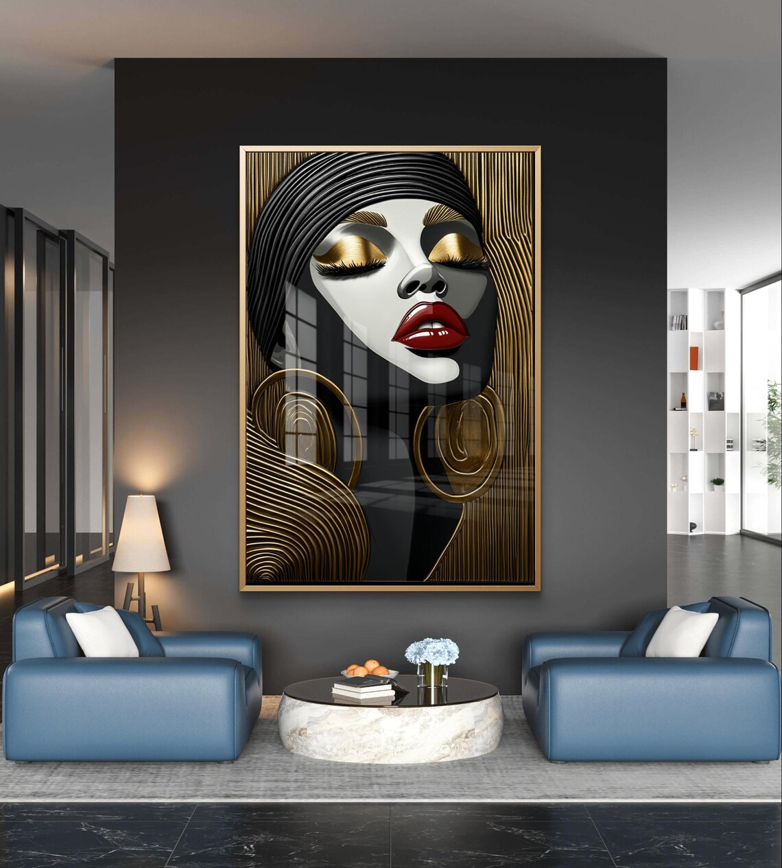 Luxury Portrait Art Print | Glamour Woman With Gold Accents | Digital ...