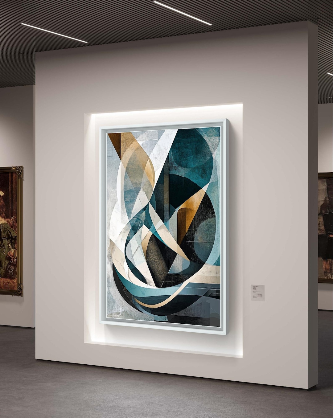 Geometric Abstract Digital Art | Modern Teal and Gold Wall Art Download ...