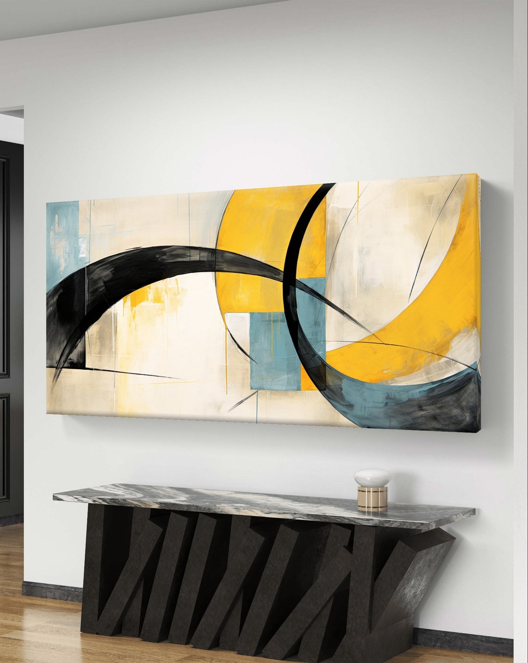 Modern Abstract Landscape Art Print: Contemporary Horizontal Painting ...