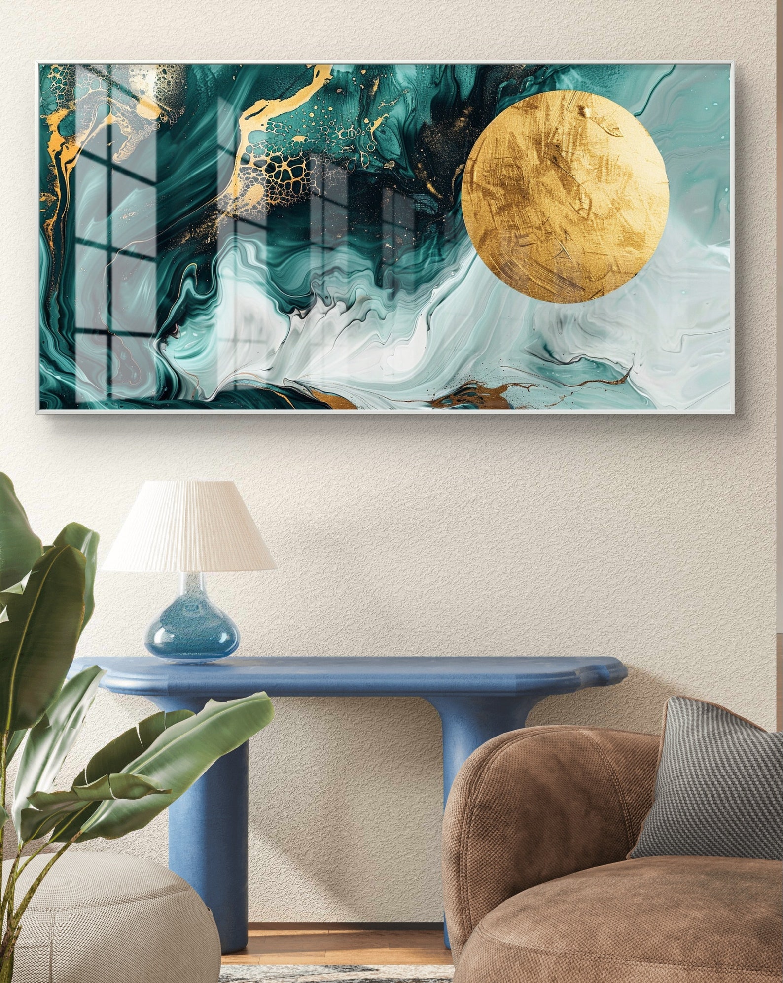 Teal and Gold Abstract Art Printable Modern Fluid Art Celestial Flow - Etsy