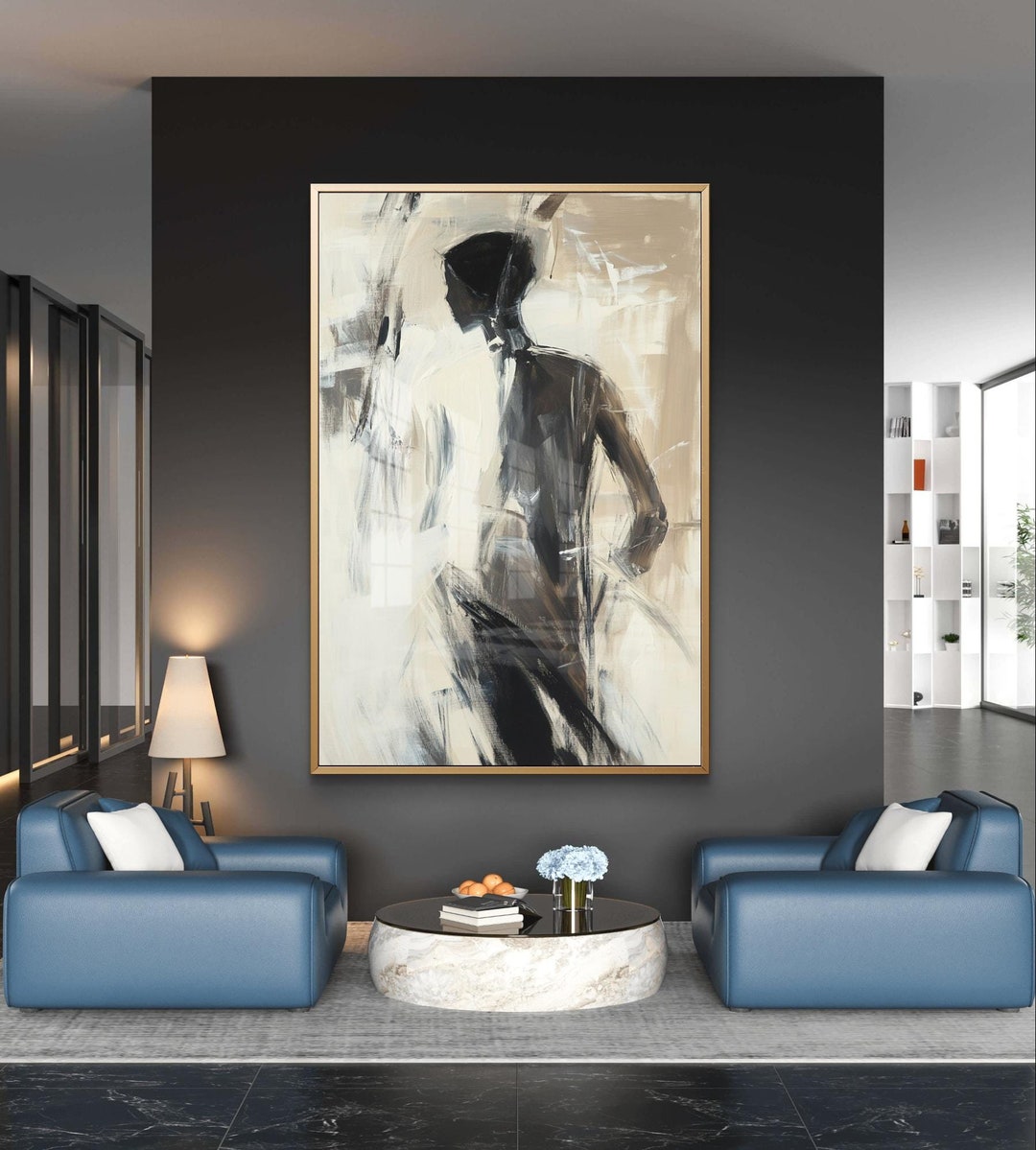 Abstract Silhouette Art Print: Minimalist Neutral Tones (digital ...