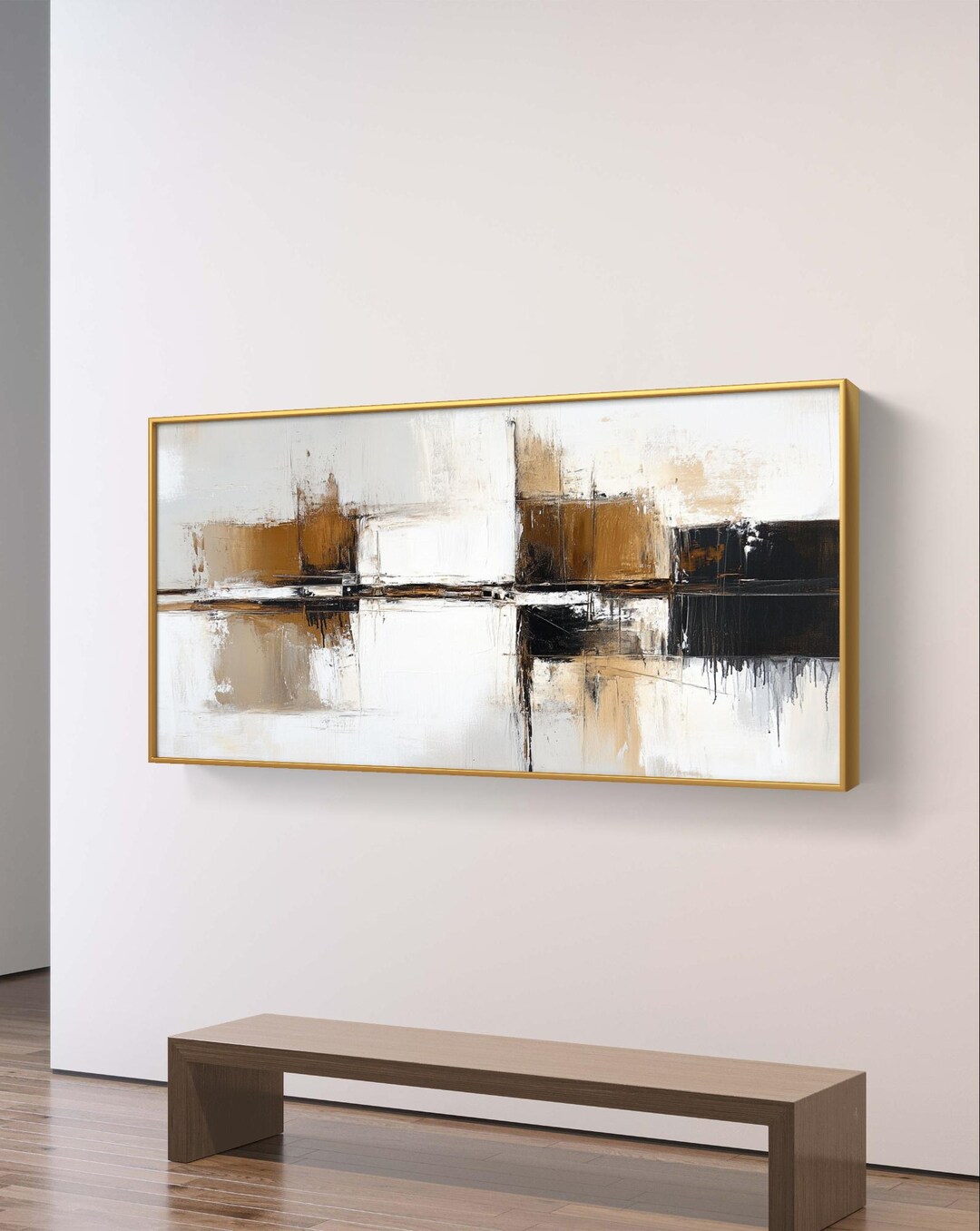 Beige and Black Abstract Art Print: Geometric Minimalist Design ...