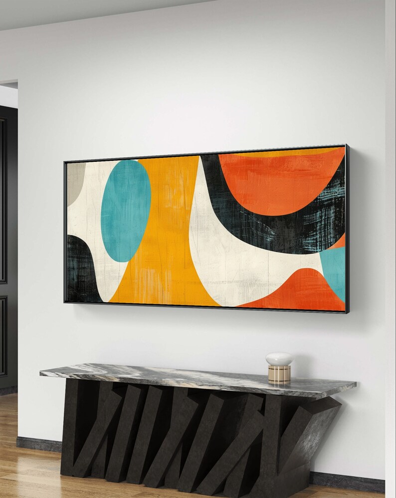 Retro Harmony Mid-century Modern Art Printable - Vibrant Abstract Wall ...