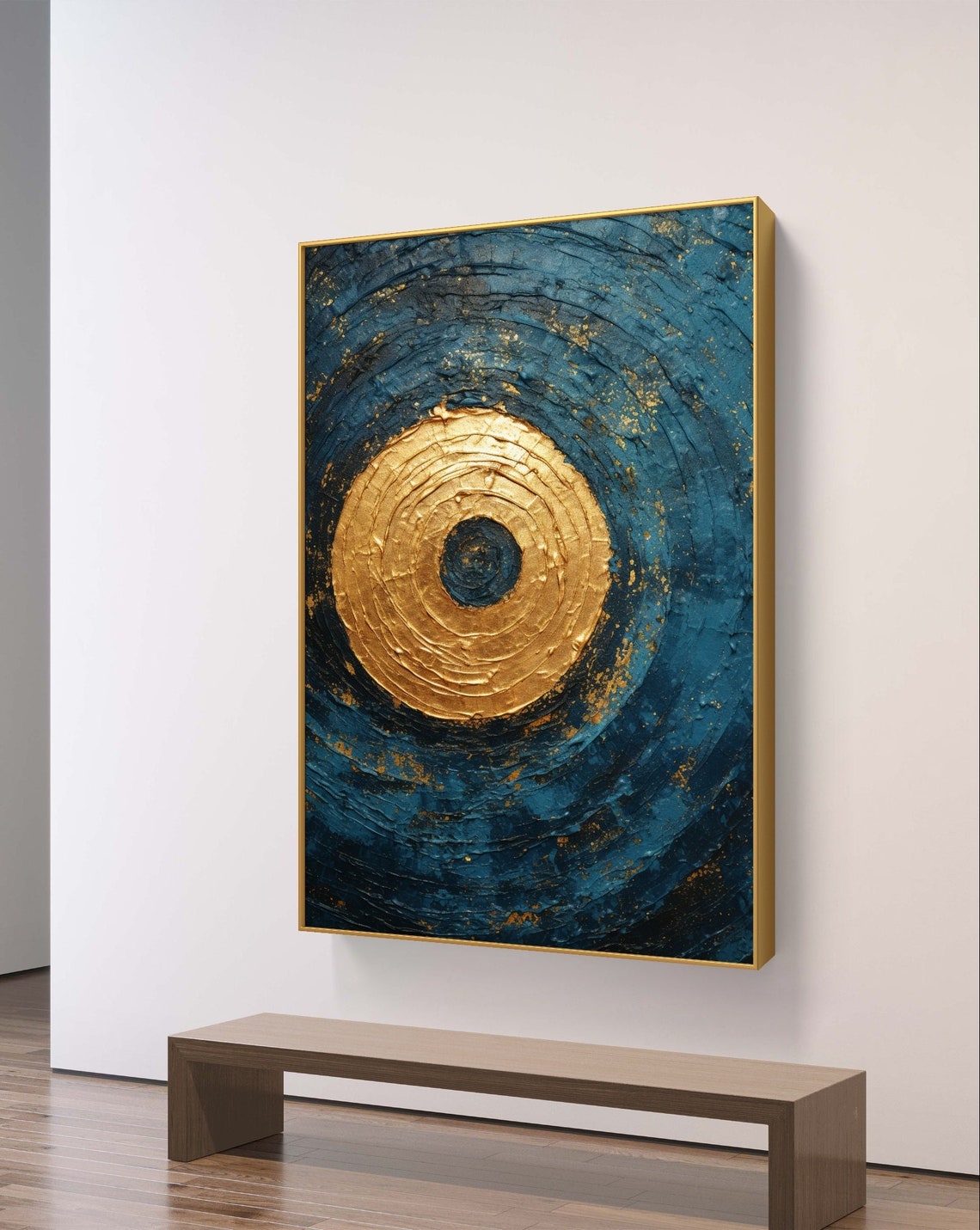 Abstract Gold Foil Art Large Abstract Gray Gold Oil Painting Print Wall ...