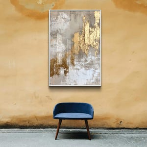 Textured Gold and Grey Abstract Wall Art | Modern Metallic Canvas Print ...
