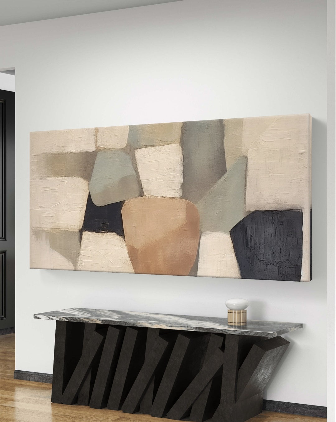 Modern Abstract Wall Art - Black White and Gray Minimalist Print ...