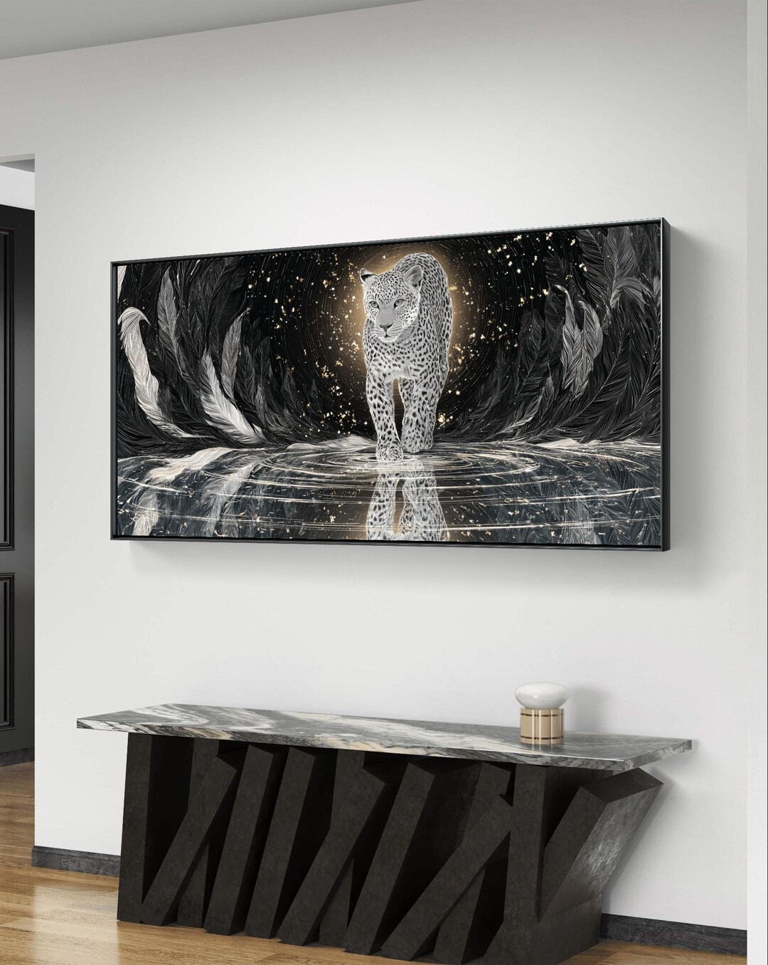 Golden Leopard Reflection Wall Art - Digital Download - Etsy