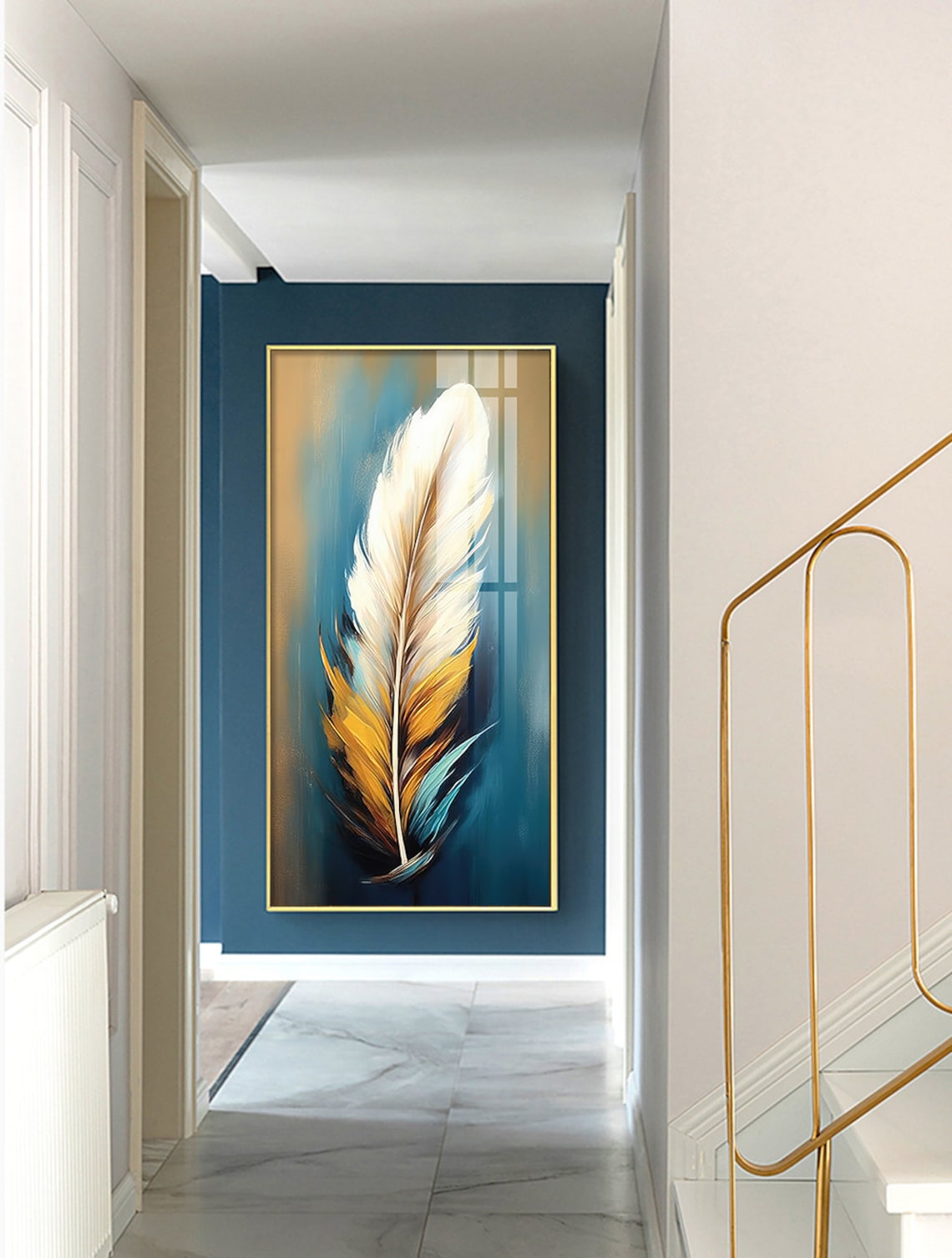 Wall Art Canvas Painting Abstract Feather Posters and Prints Pictures ...