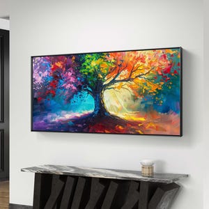 Radiant Seasons - Abstract Rainbow Tree Art Print - Etsy