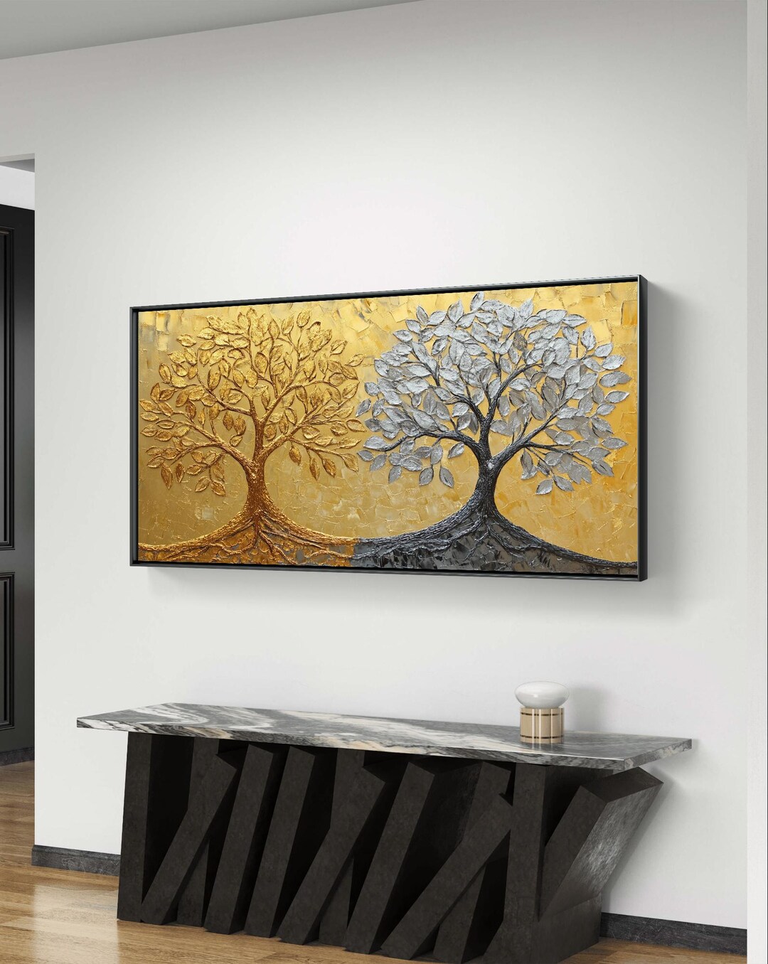 Gold and Silver Tree of Life - Elegant Textured Digital Wall Art - Etsy