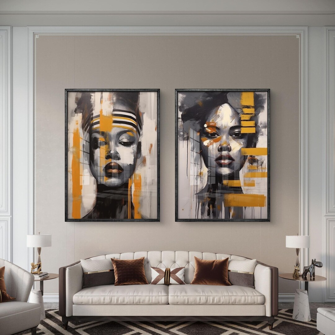 Modern Abstract Portrait Duo Set of 2 - Digital Wall Art - Etsy