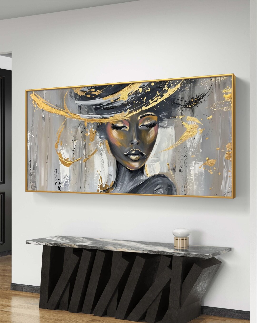 Golden Muse - Abstract Portrait With Gold Accents - Digital Art ...