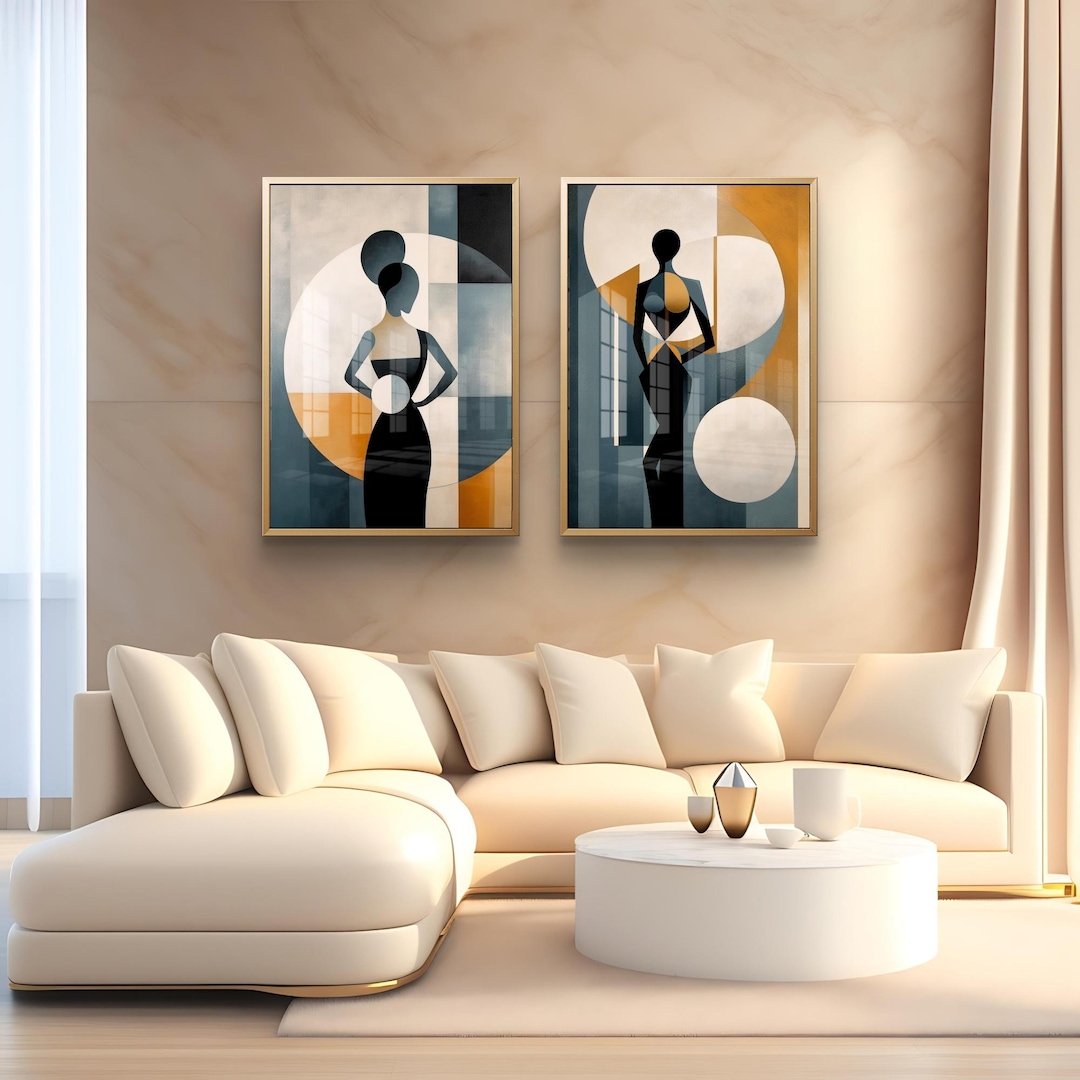 Abstract Women Figures Wall Art - Geometric Digital Prints - Etsy