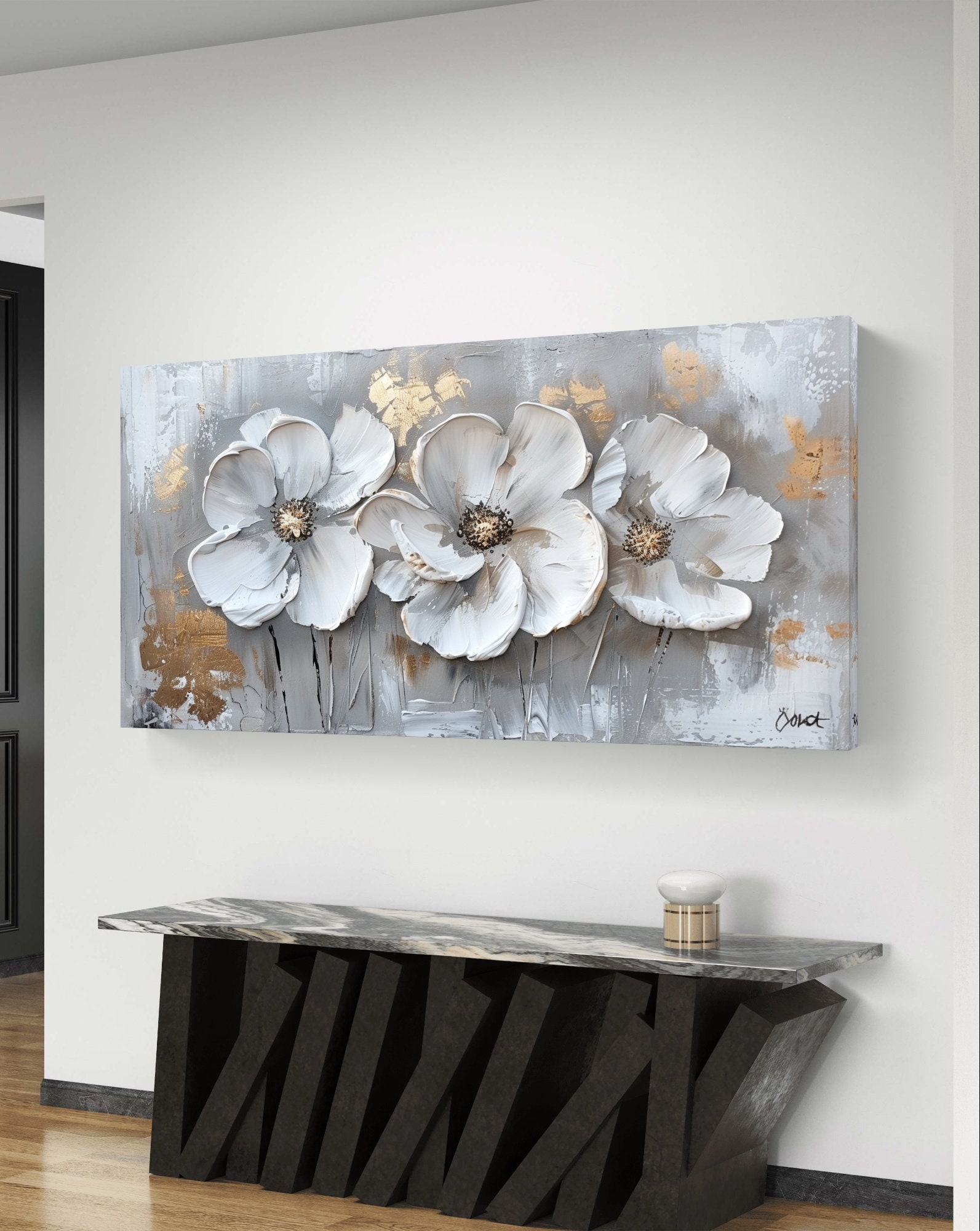 Abstract Flower Painting, Floral Painting Digital Download, Textured 3D ...
