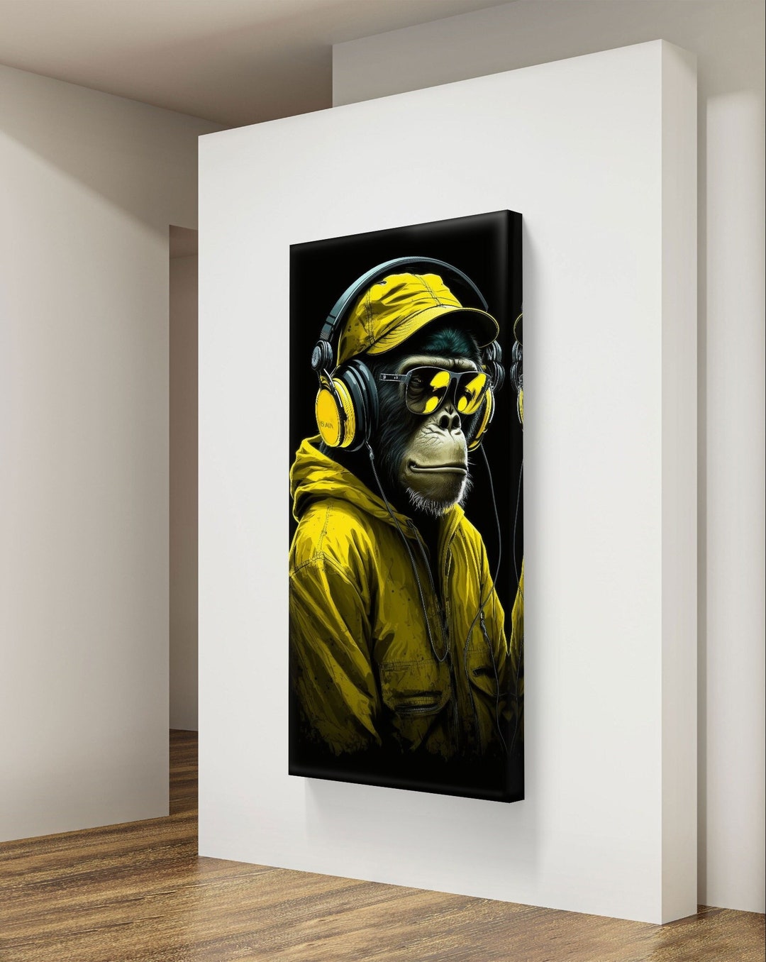 DIGITAL DOWNLOAD, Artwork of Urban Monkey With Headset & Streetwear ...