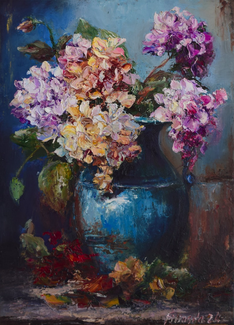 Hydrangea Flowers Oil Painting Original Hand Painted Fine Art Impasto ...