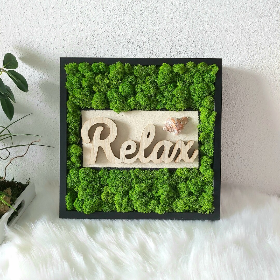 Moss Mural With Lettering Wall Decoration Natural - Etsy